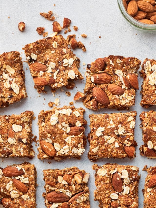Healthy Muesli Slices with Almonds - Forkful of Plants